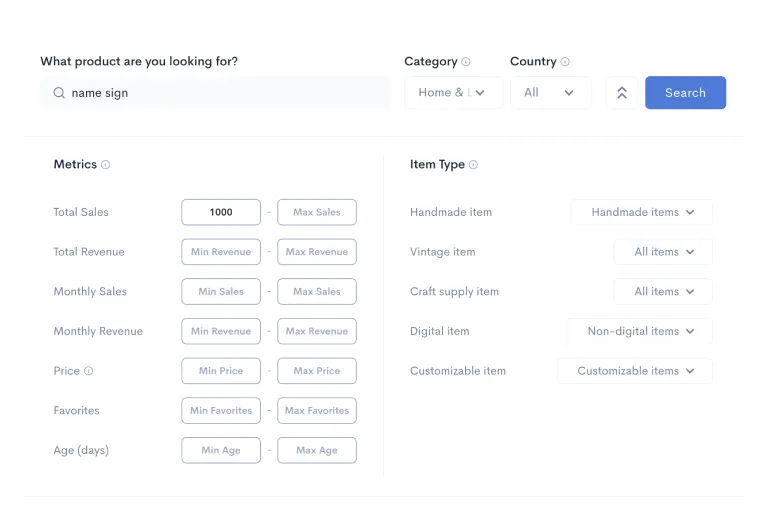 Product Seeker - Etsy product research made simple
